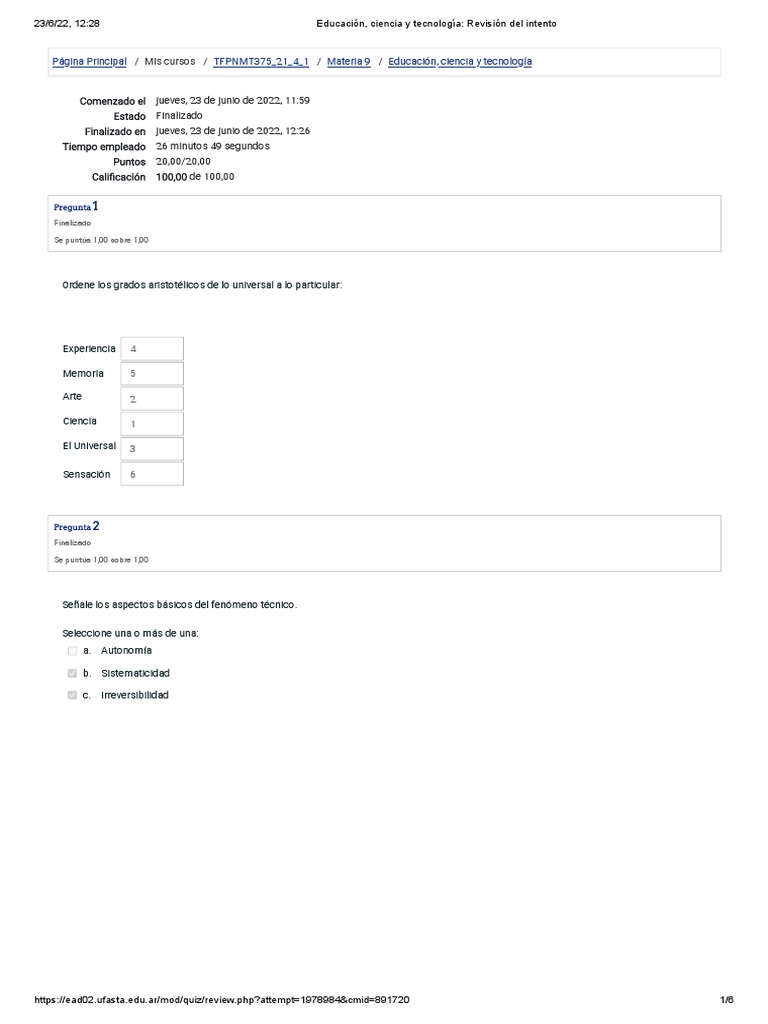 Educación, Ciencia y Tecnología - Revisión Del Intento | PDF | Verdad | Science