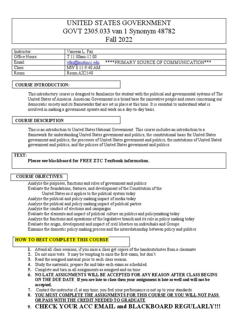 GOVT 2305 Exam 1 Overview | PDF