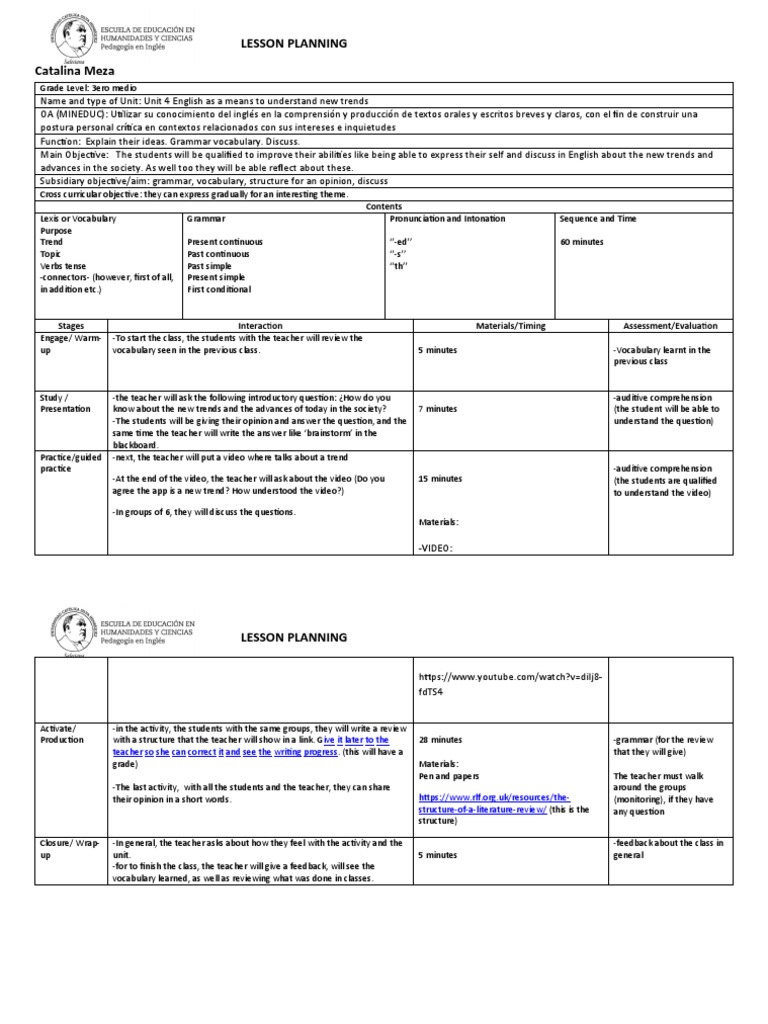 Lesson Plan Format ESA PPP 2021 Template (2) (1) 1 | PDF
