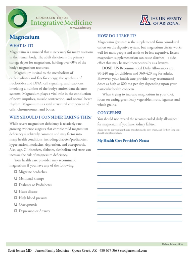 Handout Magnesium PDF | PDF | Magnesium | Diabetes
