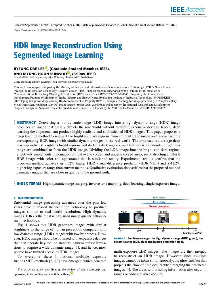 HDR Image Reconstruction Using Segmented Image Learning | PDF