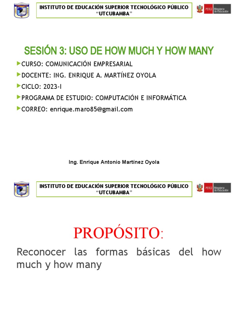 SESIÓN 3 - Uso de How Much y How Many | PDF | Sintaxis | Lingüística