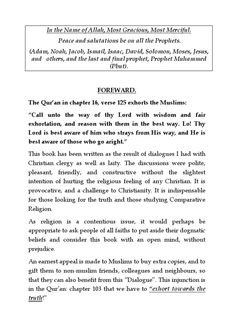 Muslim Christian Dialogue | PDF | Abraham | Allah