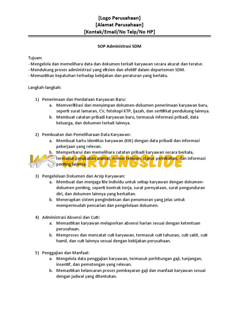 SOP Administrasi SDM | PDF