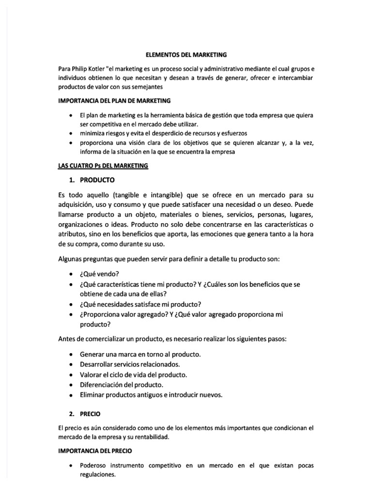 PDF Resumen Elementos Del Marketing - Compress | PDF