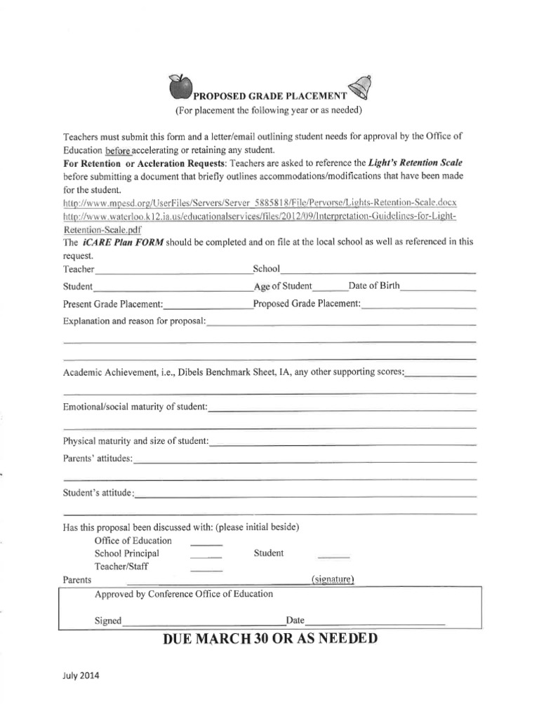 Proposed Grade Placement | PDF