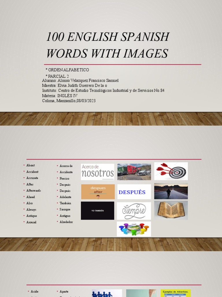 100 Palabras en Inglés y Español | PDF