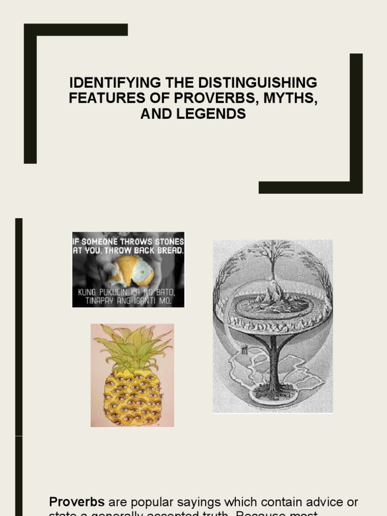 Identifying The Distinguishing Features of Proverbs, Myths | PDF