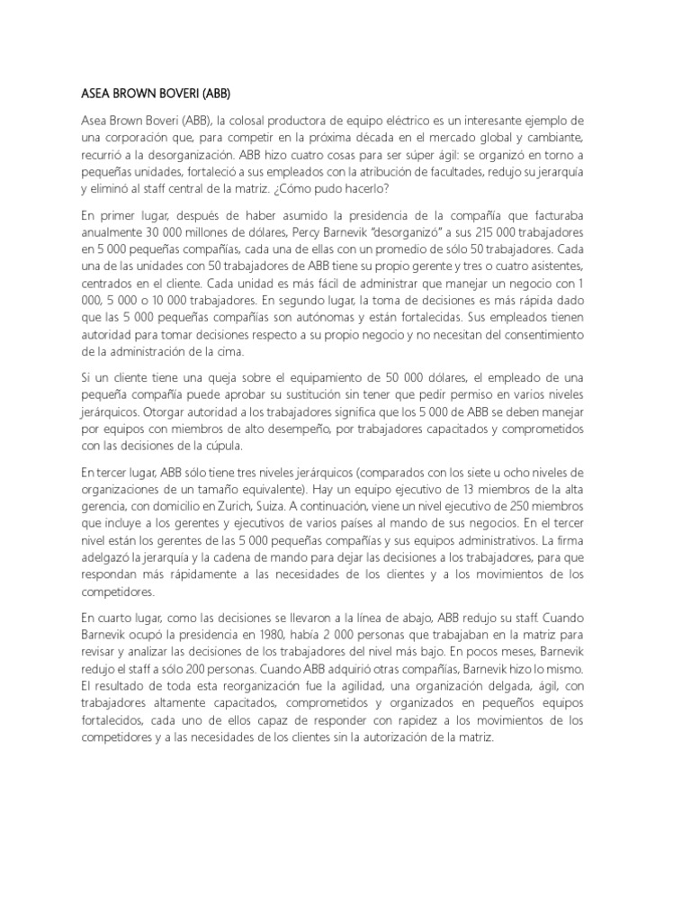 Caso de Asea Brown Boveri | PDF