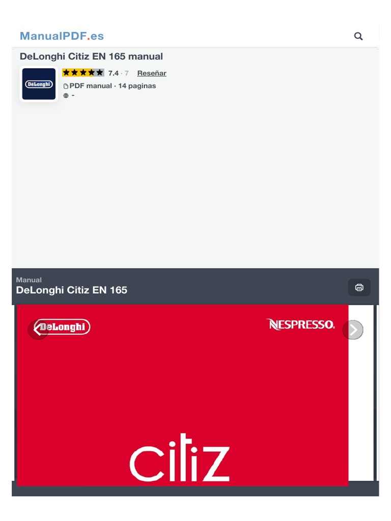 DeLonghi Citiz en 165 Manual | PDF