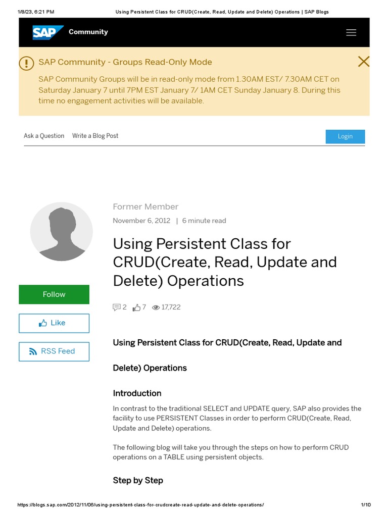 Using Persistent Class For CRUD (Create, Read, Update and Delete) Operations | PDF | Computing ...