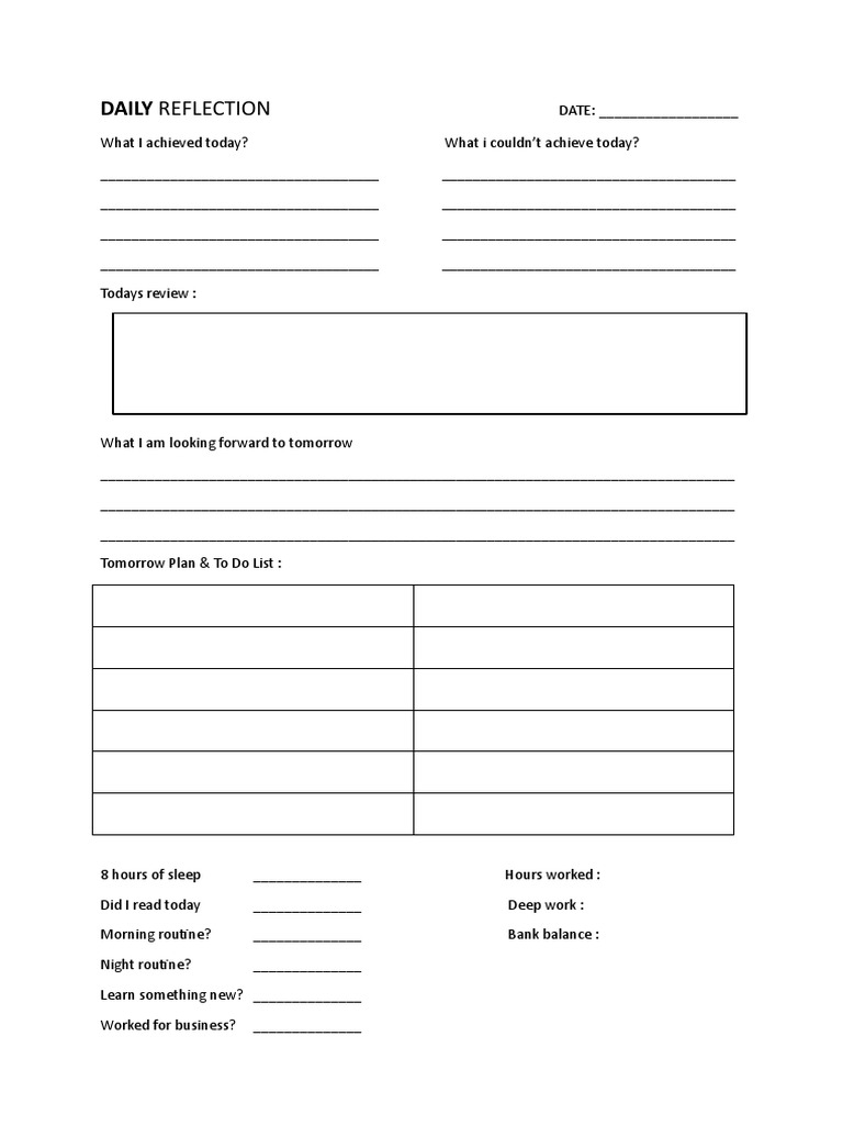 DAILY REFLECTION TEMPLATE | PDF