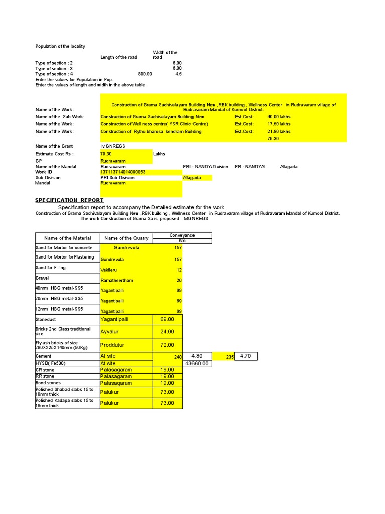 Specification Report: Specification Report To Accompany The Detailed Estimate For The Work | PDF ...