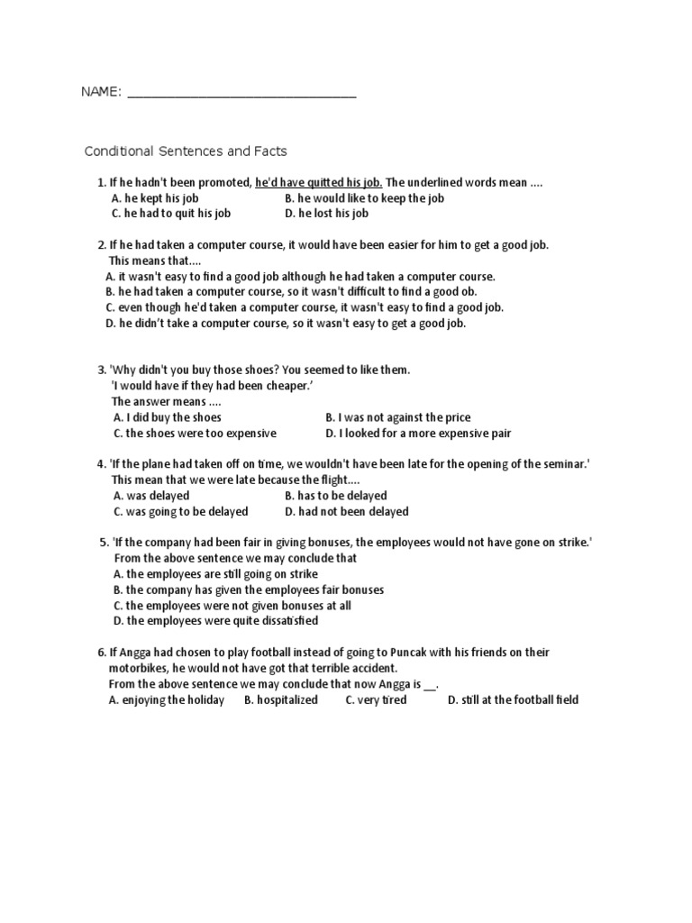 Conditional Sentences and Facts | PDF