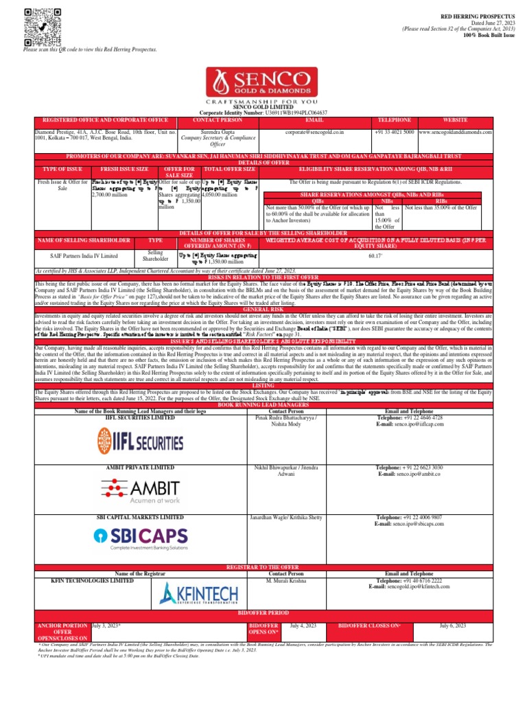 Senco Gold RHP | Download Free PDF | Stocks | Investing