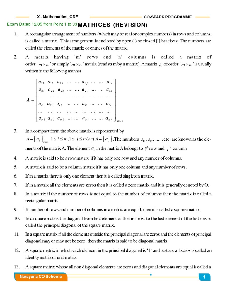 10TH - Maths - CDF Booklet | PDF | Matrix (Mathematics) | Quadratic Equation