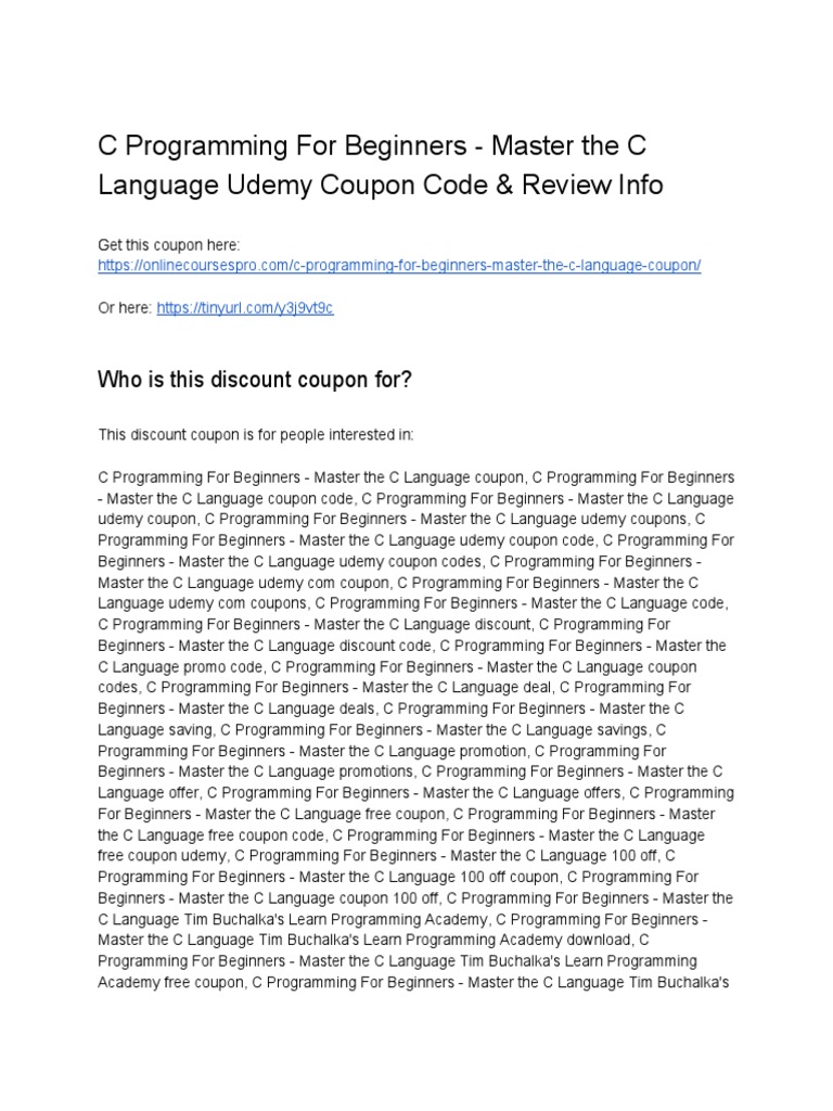 C Programming Course Coupon & Review | PDF | Computer Programming | Marketing