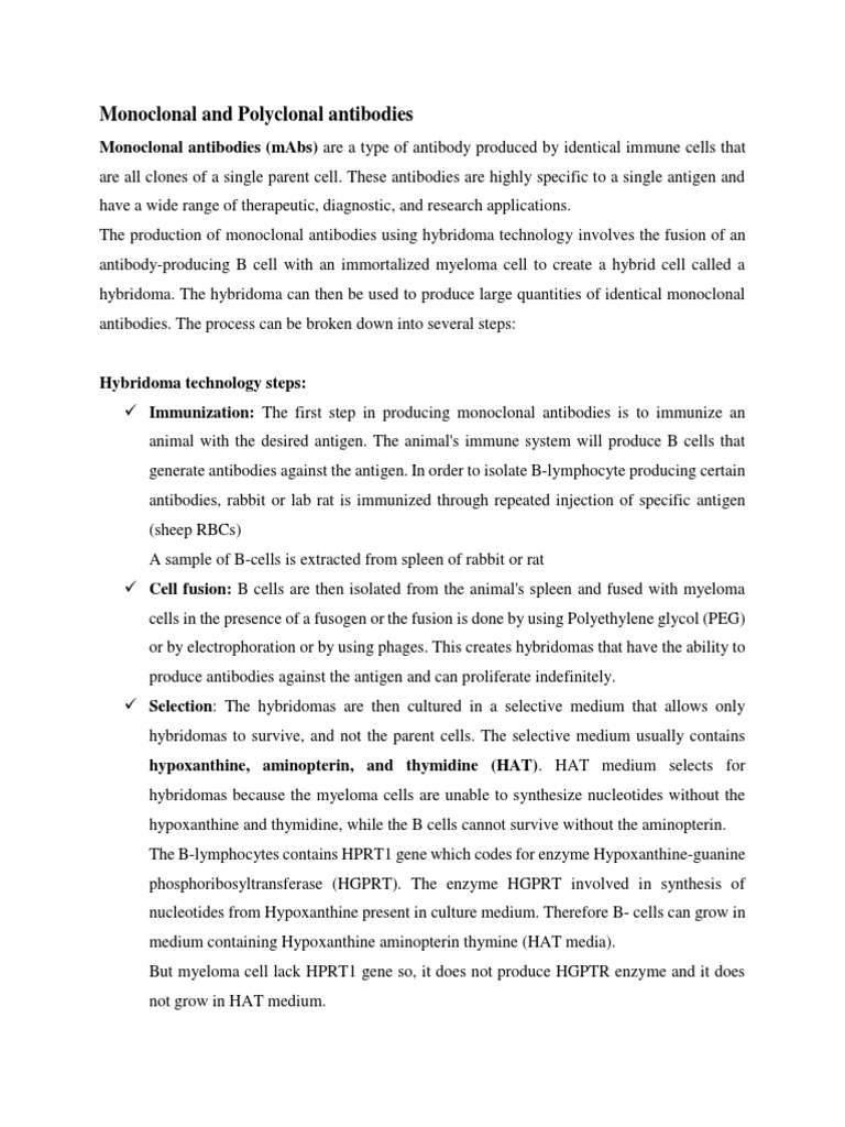 Monoclonal and Polyclonal Antibodies | PDF | Polyclonal B Cell Response ...