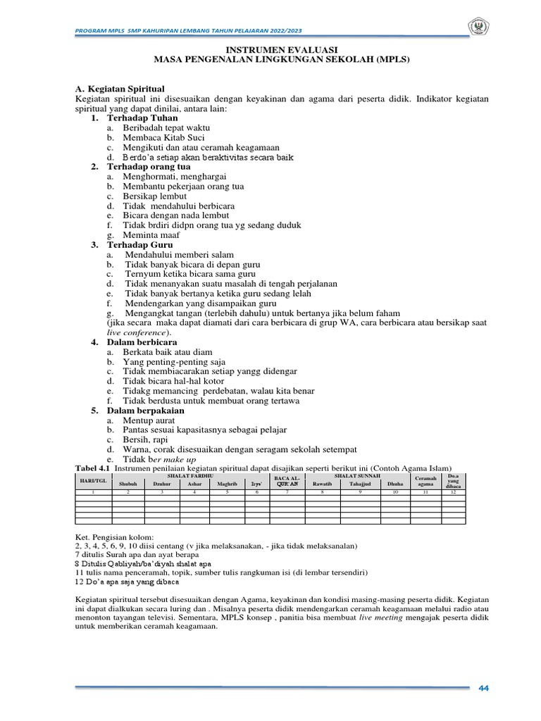 Instrumen Evaluasi MPLS | PDF