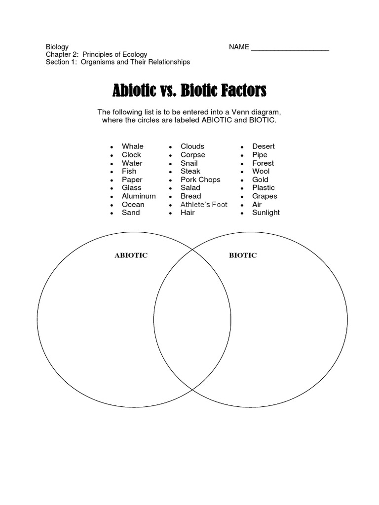 Biotic and Abiotic Factors Guide | PDF