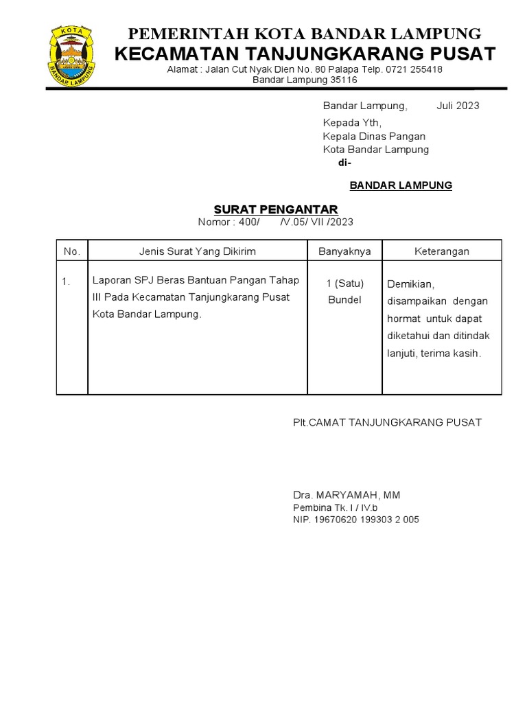 Surat Pengantar PMB | PDF