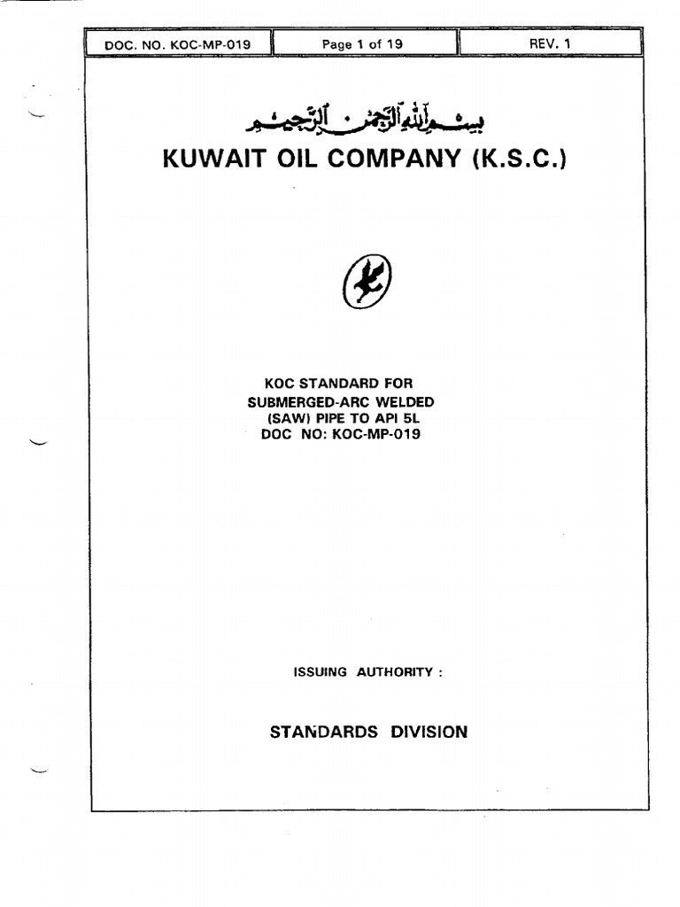 KOC-MP-019 Rev1- SAW Pipes | PDF