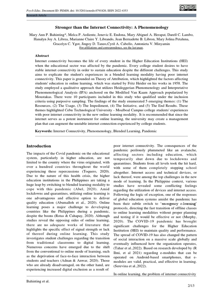 Stronger Than The Internet Connectivity: A Phenomenology | PDF ... Stronger Than The Internet Connectivity: A Phenomenology | PDF ...