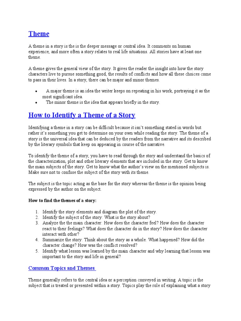 Notes On Theme | PDF | Courage | Idea