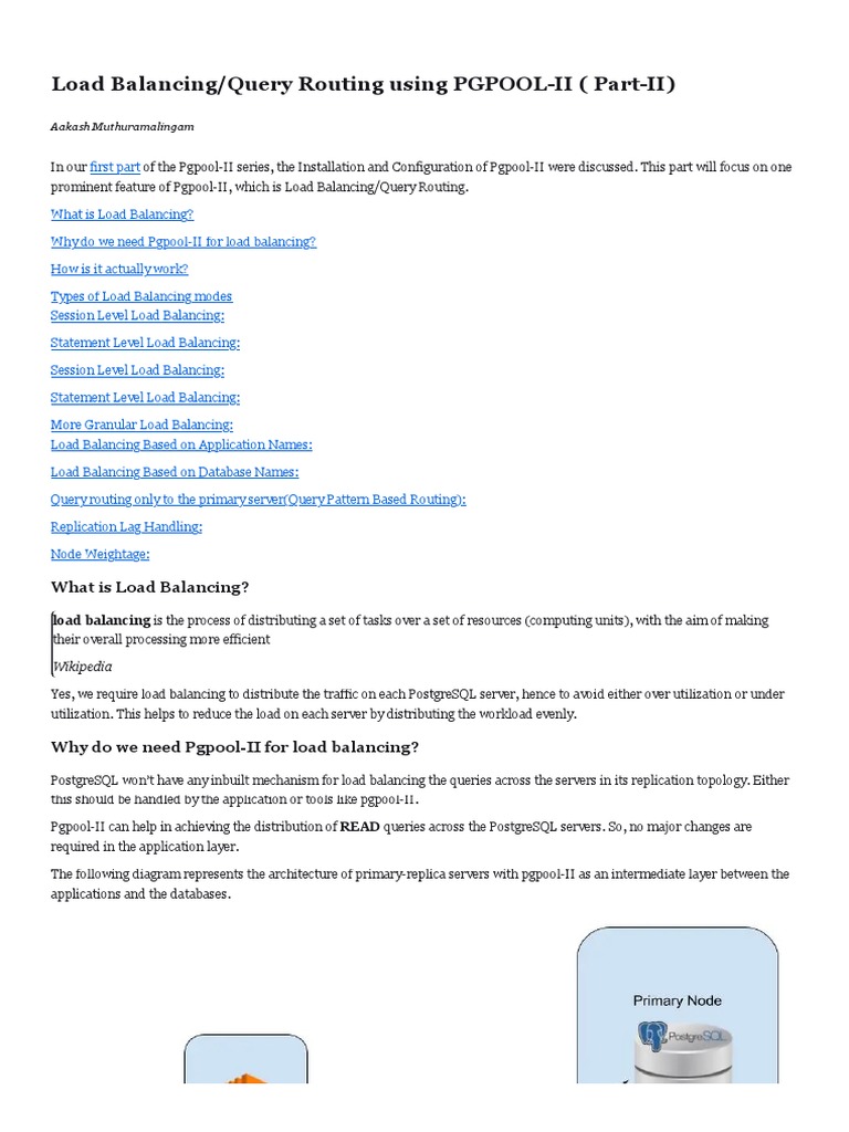 Load Balancing Query Routing Using Pgpool II Part II | PDF