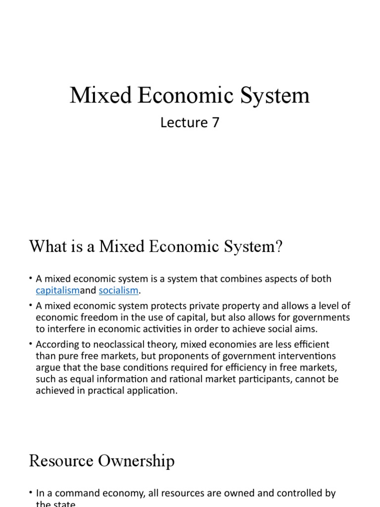 5 Mixed Economic System | PDF | Free Market | Market (Economics)