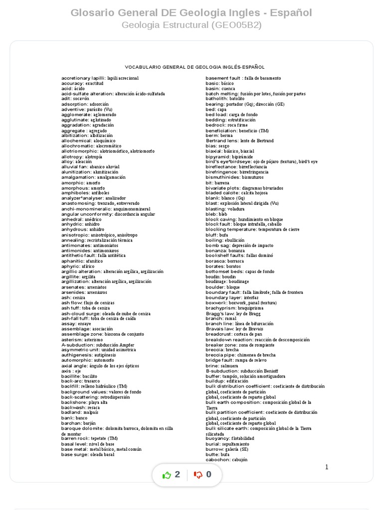 Glosario General De Geologia Ingles Espaol Compress Pdf