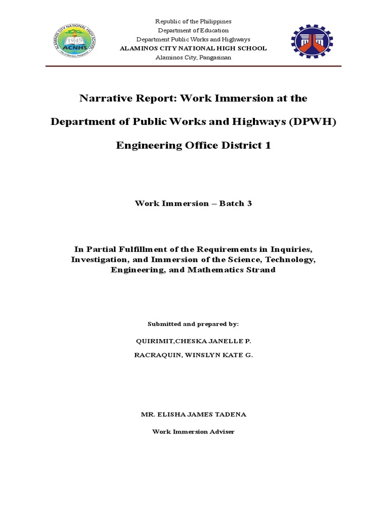Work Immersion Narrative Report RODIL Kurt Harvey | PDF