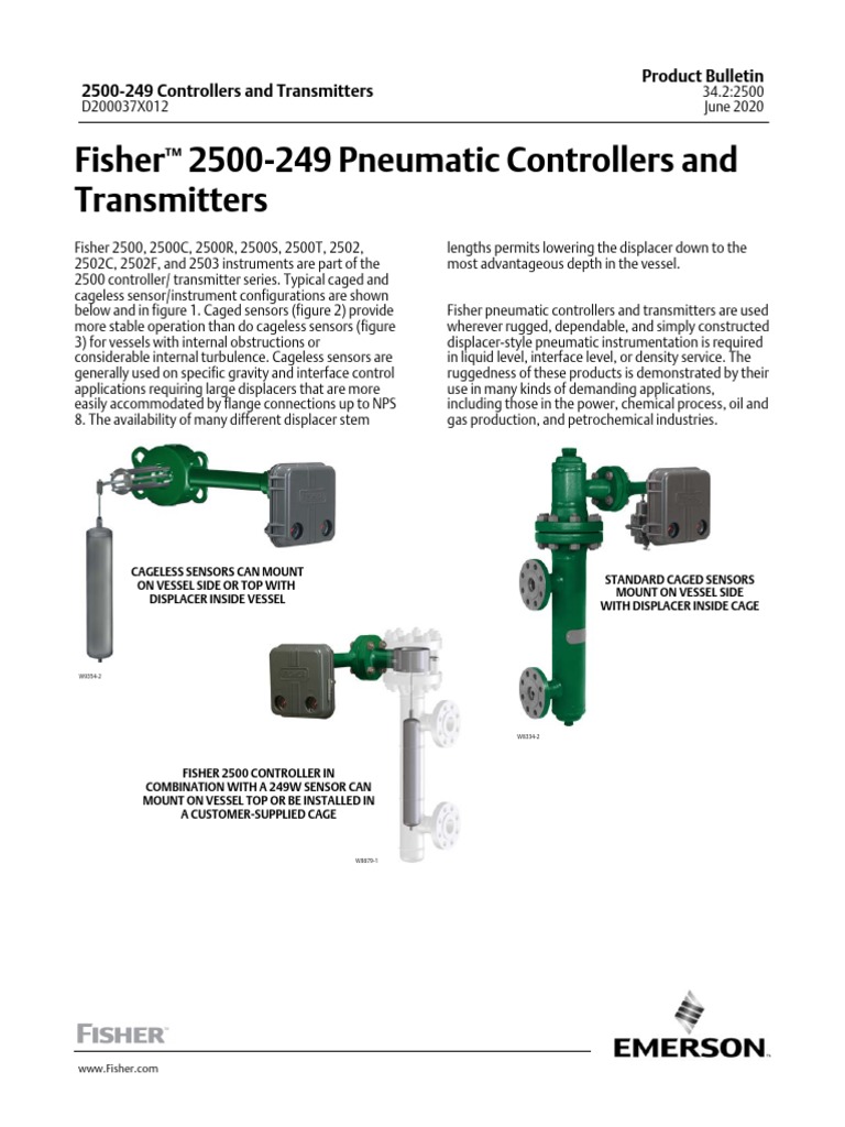 Product Bulletin Fisher 2500 249 Pneumatic Controllers Transmitters en ...