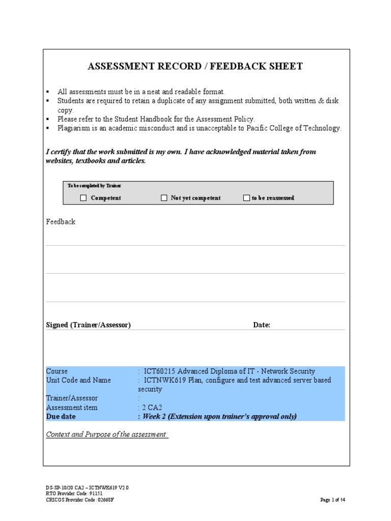 ICTNWK619 Plan, Configure Plan | PDF | File Transfer Protocol | Computing