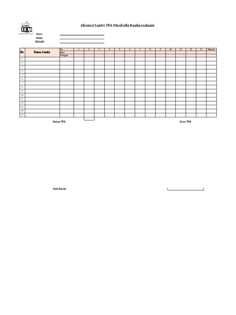 Absensi TPA 2023 | PDF