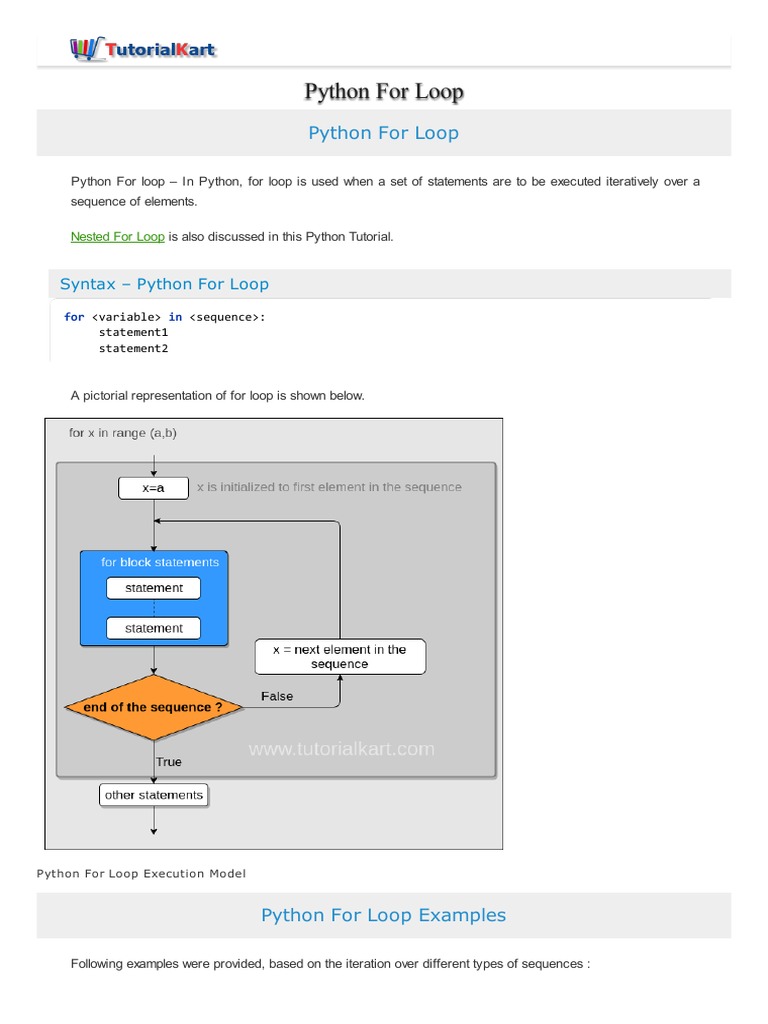 Python For Loop | PDF | Control Flow | Python (Programming Language) Python For Loop | PDF | Control Flow | Python (Programming Language)