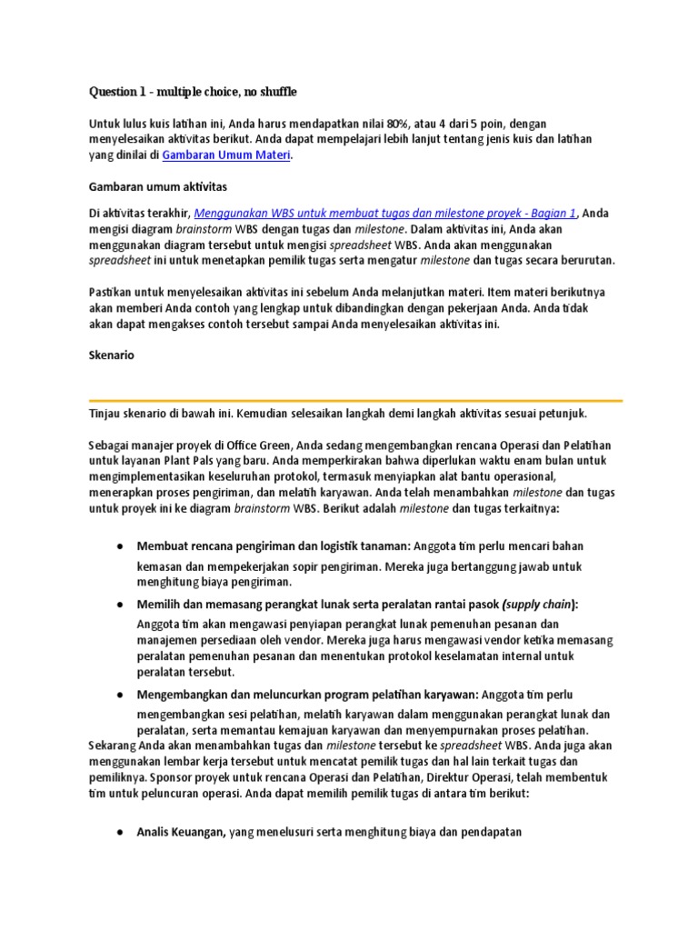 Activity Use A WBS To Create Milestones and Project Tasks - Part 2 - IND | PDF