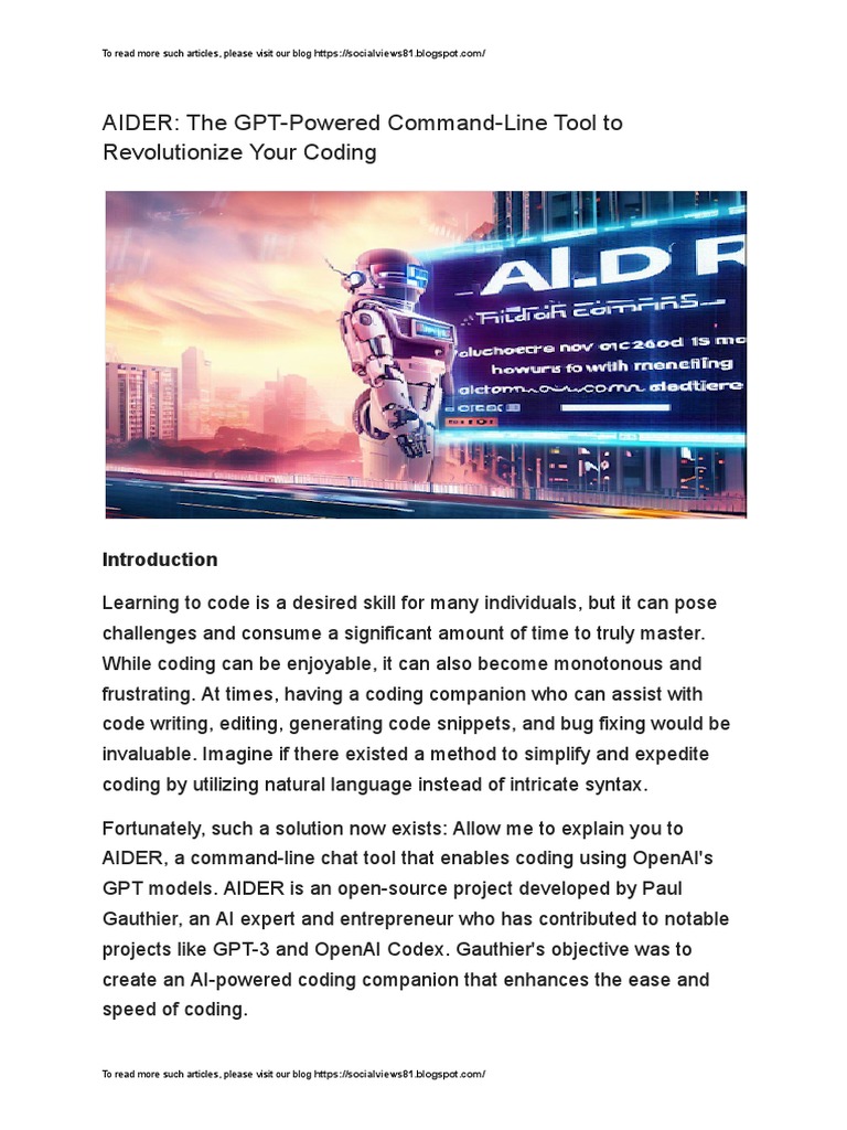 AIDER: The GPT-Powered Command-Line Tool To Revolutionize Your Coding | PDF