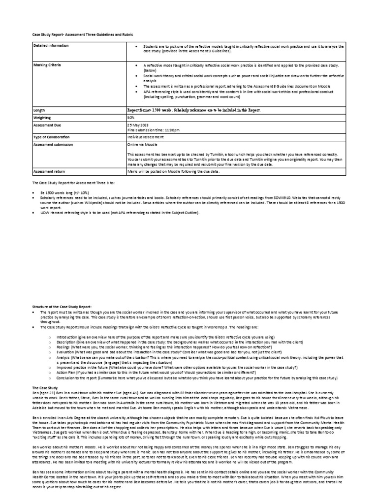 SOWK910 Assessment Three Guidelines and Rubri | PDF | Turnitin ...