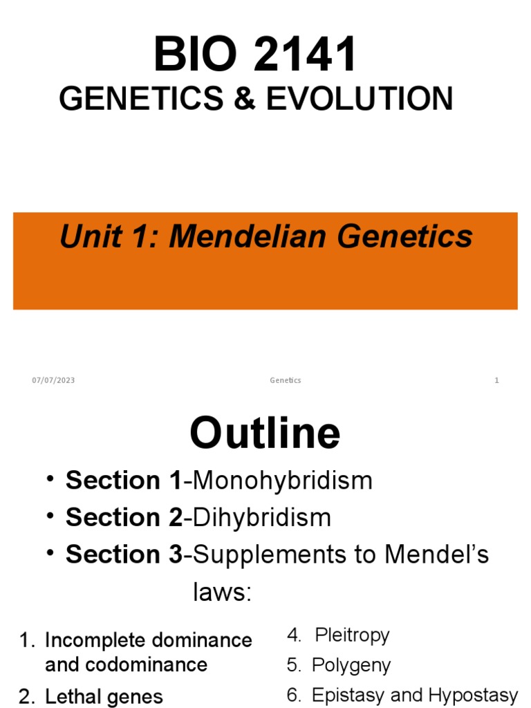 BIO2141 Mendelian Genetics | Download Free PDF | Dominance (Genetics) | Genetic Linkage