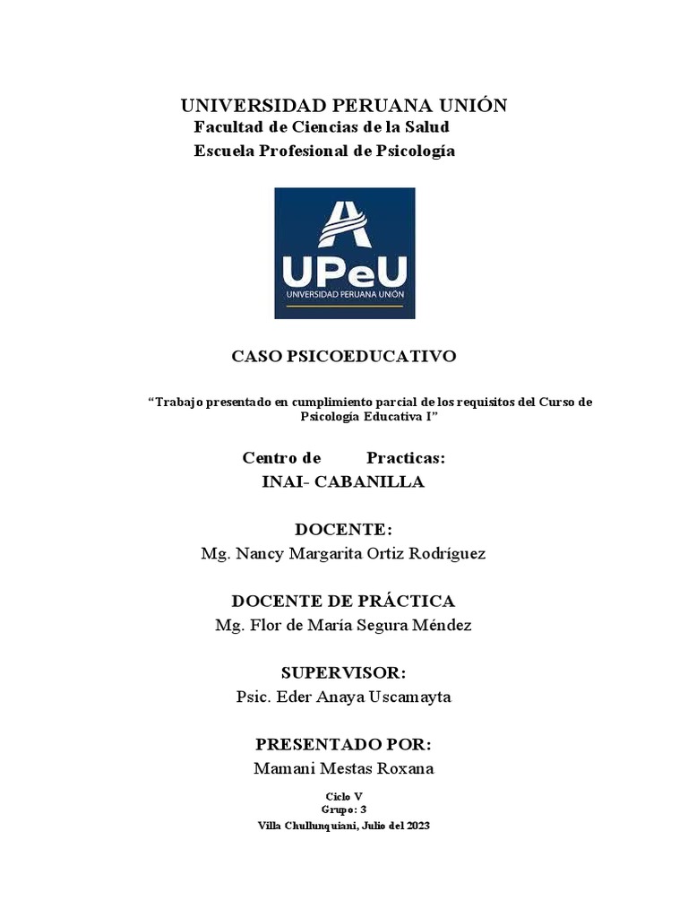 caso psicoeducativo - roxana | PDF