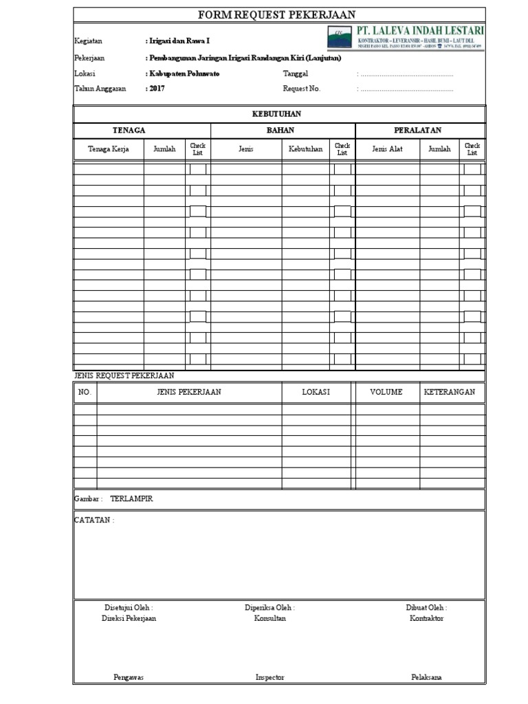 Form Request Pekerjaan Proyek | PDF