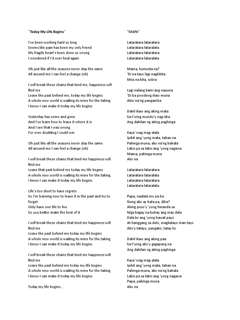 Today My Life Begins | PDF