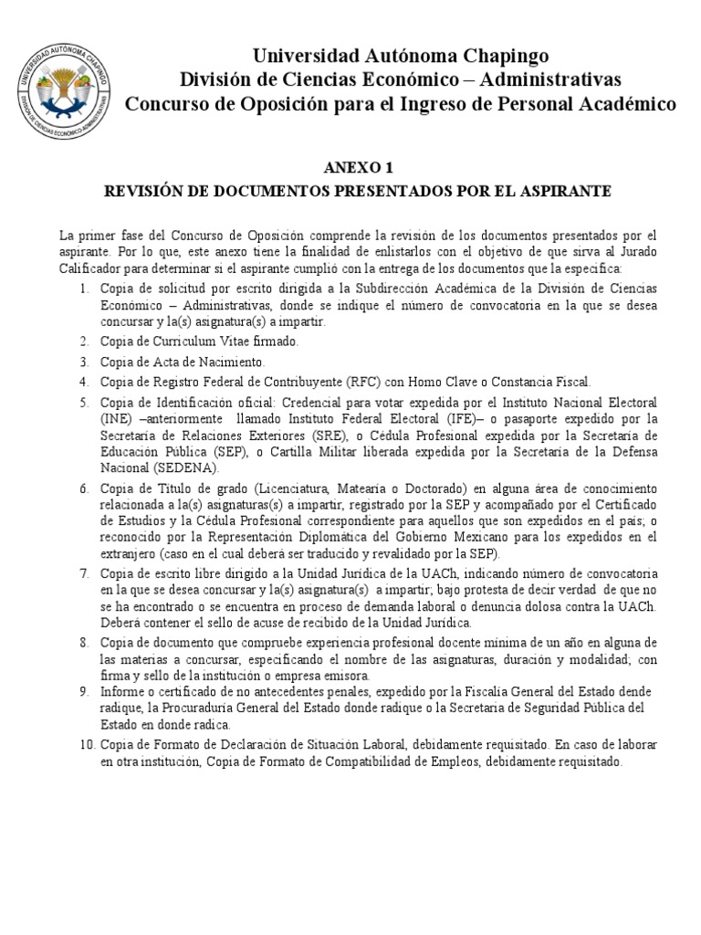 Anexo Concurso de Oposición | PDF | Evaluación | Doctorado