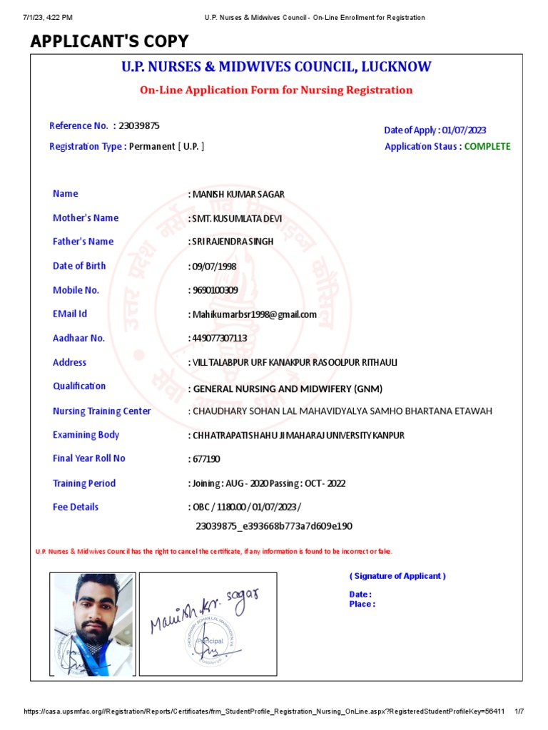 U.P. Nursing Registration Process Guide | PDF | Midwife | Midwifery