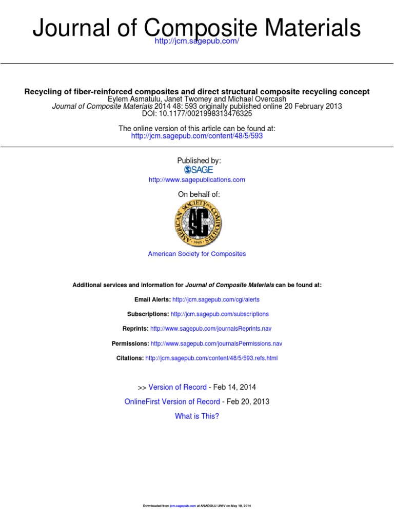 Journal of Composite Materials | PDF | Composite Material | Fiberglass