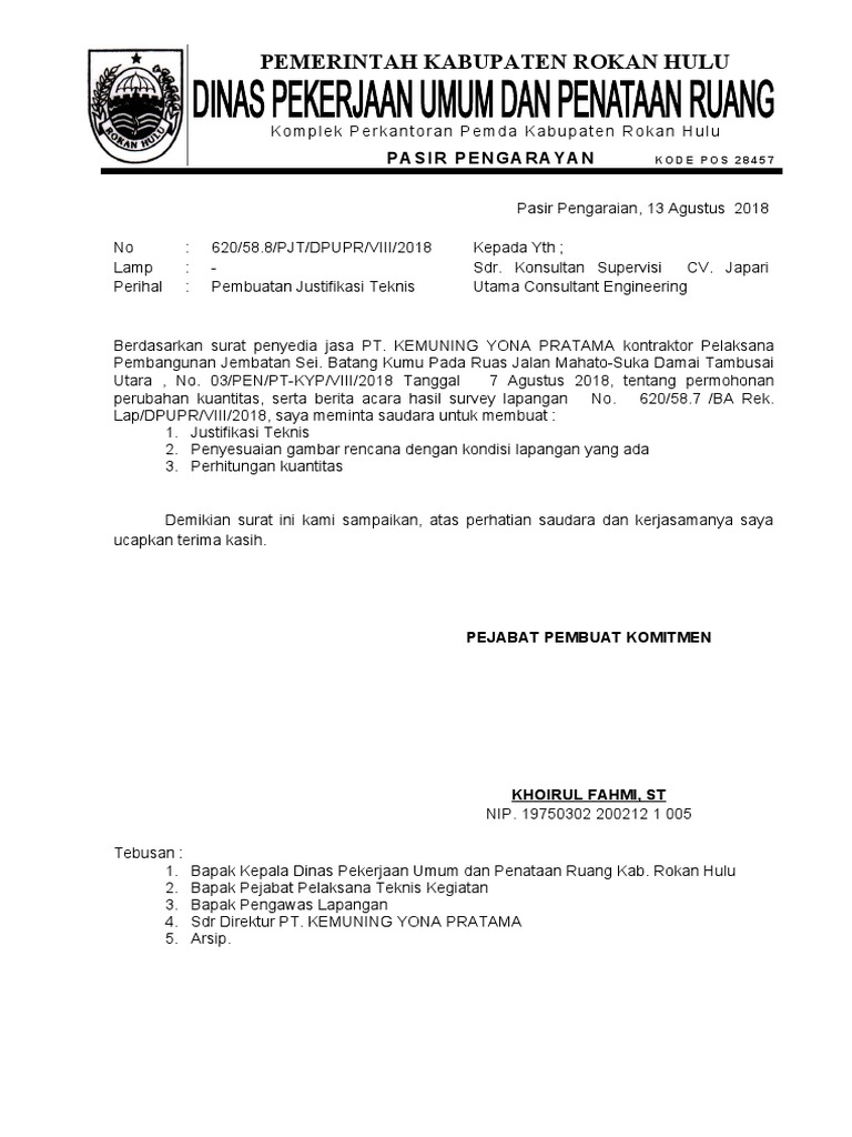 4. SURAT PPK KE KONSULTAN JUSTEK Jbt | PDF