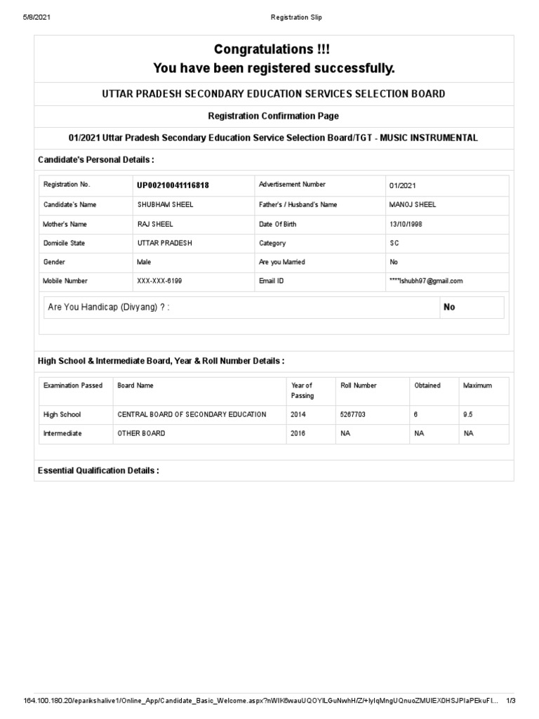 Registration Confirmation Page | PDF