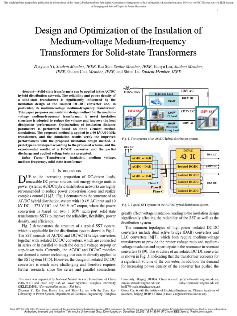 Design and Optimization of the Insulation of Medium-Voltage Medium-frequency Transformers for ...