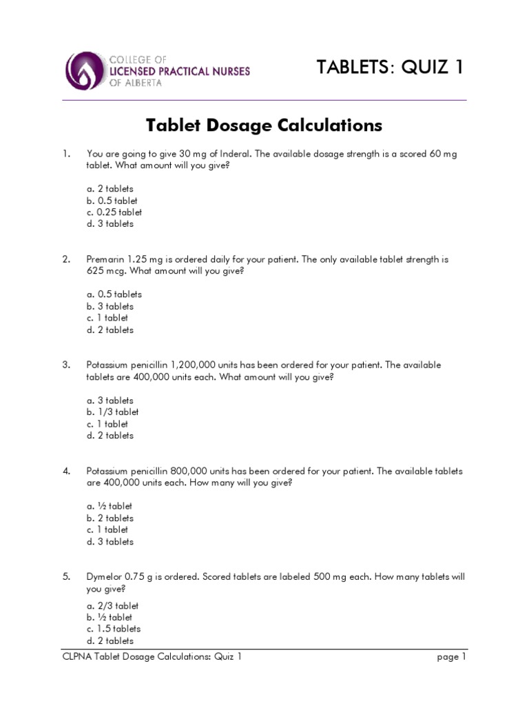 Tablets-Quiz-1 (1) | PDF